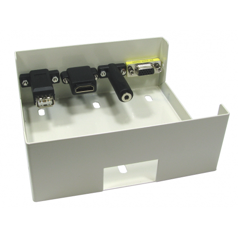 4 Port Desk Wall Mount Metal Box with AV / USB Modular Couplers